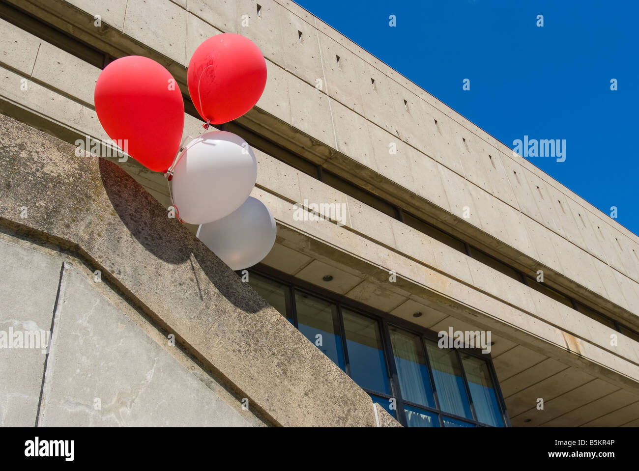 Balloons tied to the railing of the steps at the front of the Stratton ...