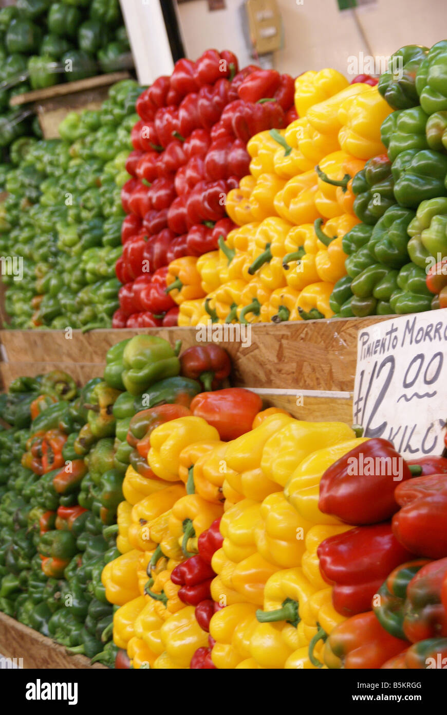 Layers of fresh bell peppers and chiles Mexico City Stock Photo - Alamy