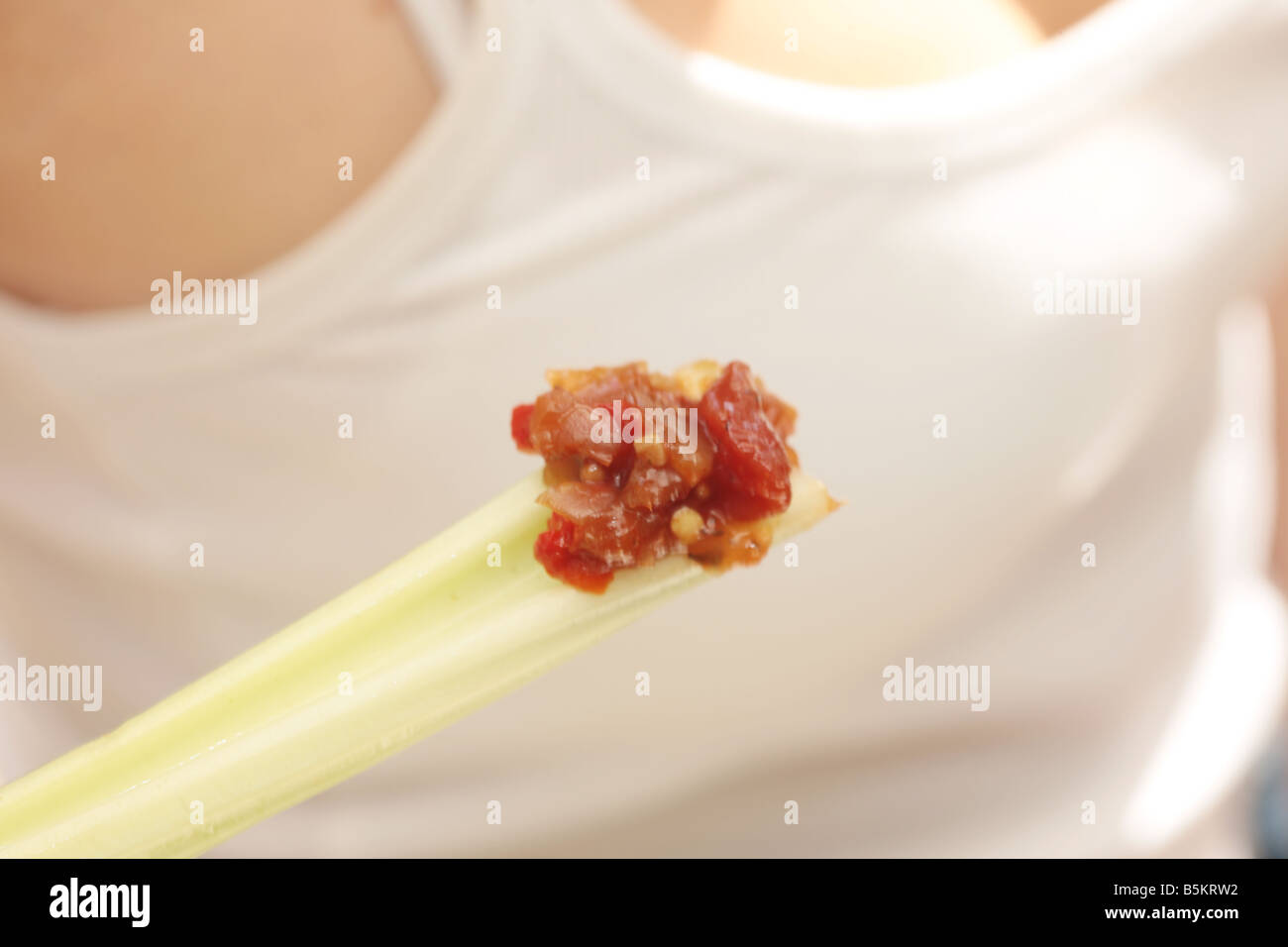 Celery with Salsa Stock Photo - Alamy