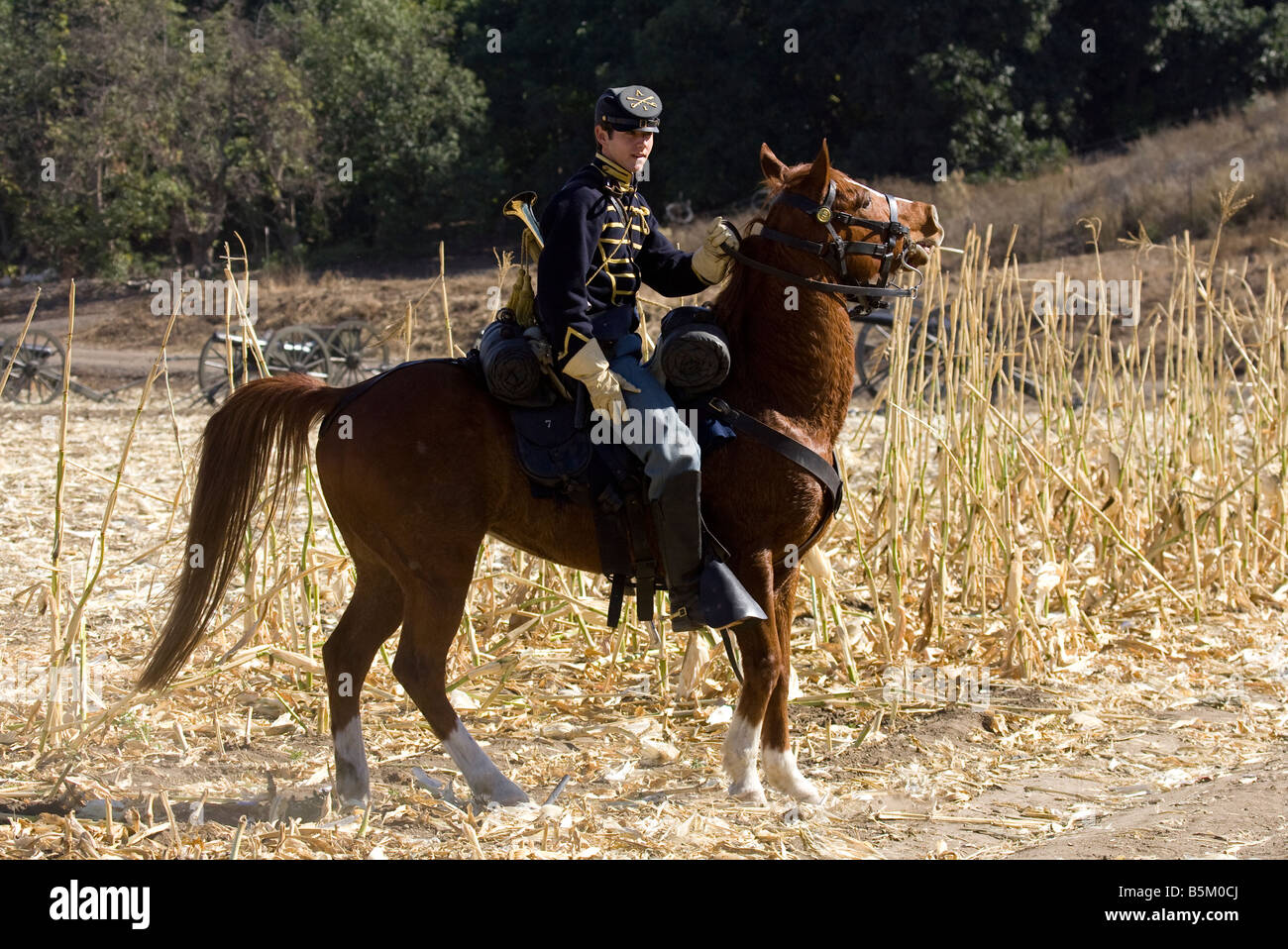 Union Bugler Soldier on Horseback Stock Photo - Alamy