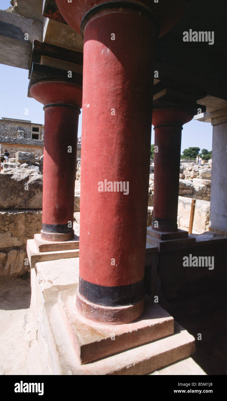 Columns in the Palace of Knossos Crete Greece Stock Photo - Alamy