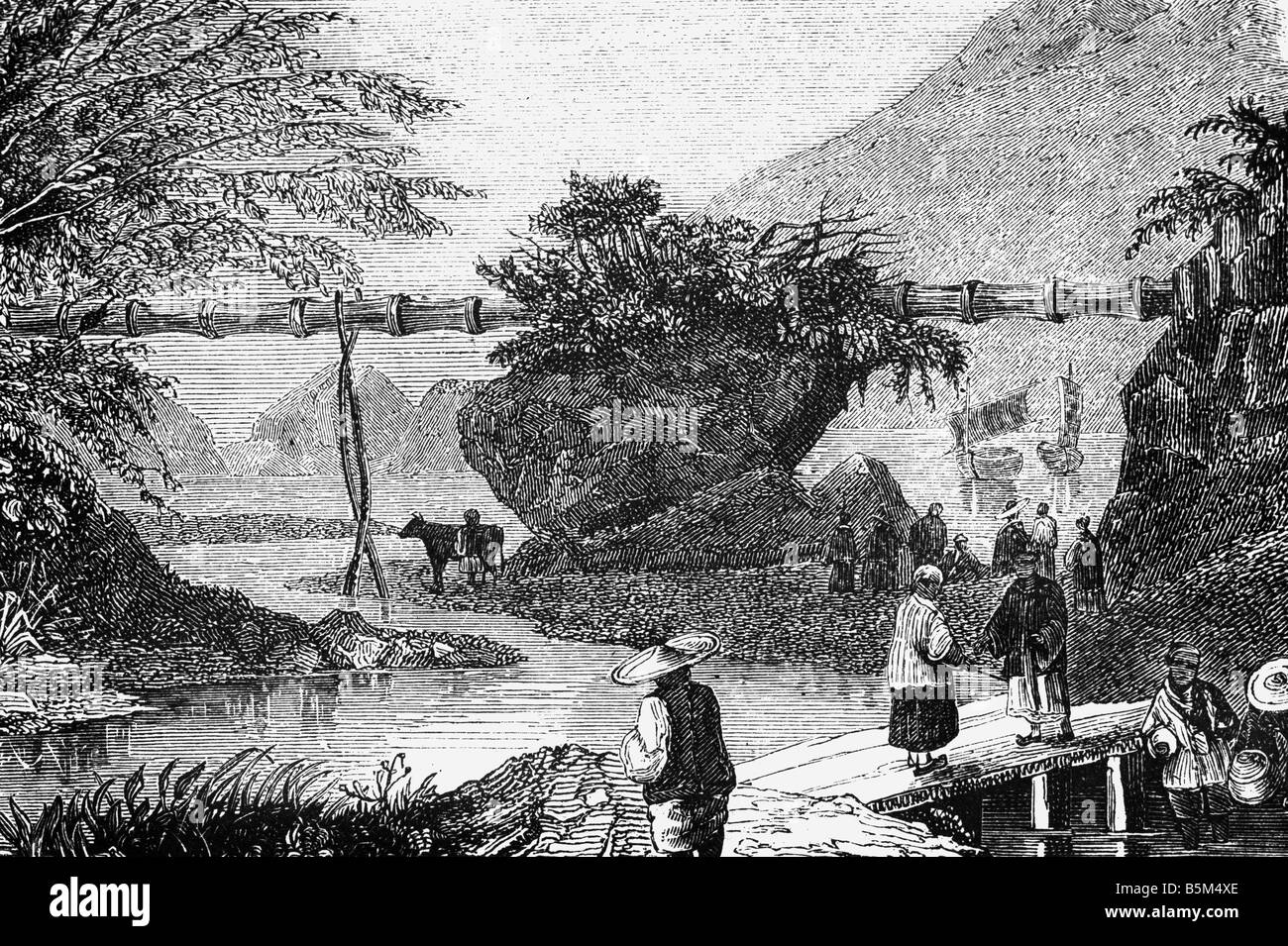 Water conduit wood engraving hi-res stock photography and images - Alamy