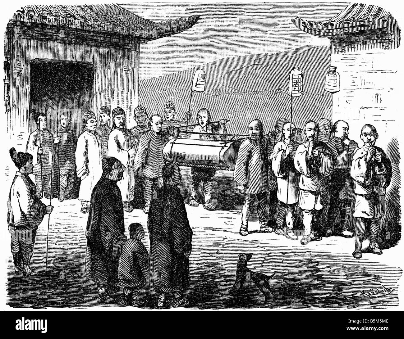 geography / travel, China, people, funeral in the country, wood ...