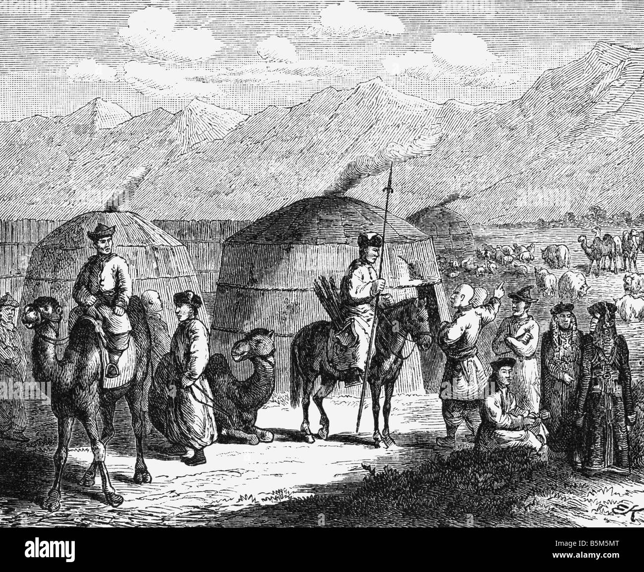 Nomads with camels Black and White Stock Photos & Images - Alamy