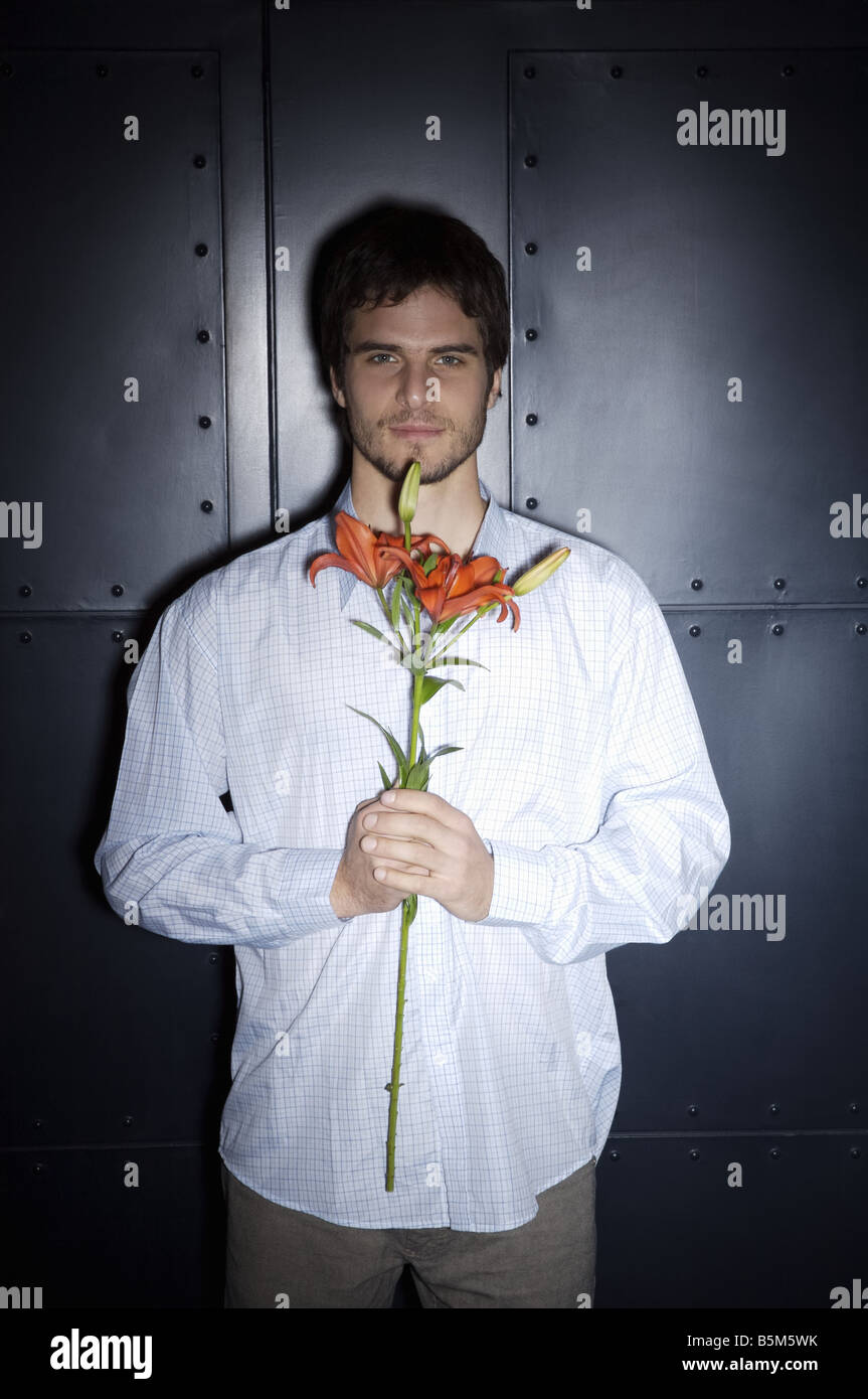 Man giving flowers, door hi-res stock photography and images - Alamy