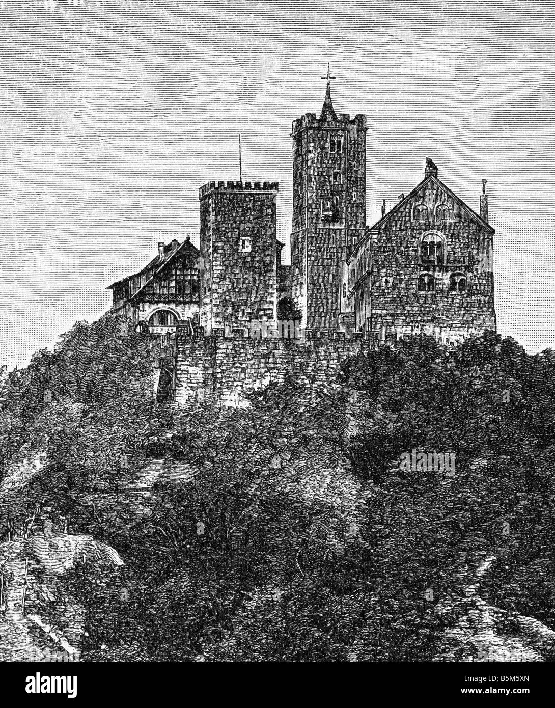 Wartburg castle eisenach thuringia germany Black and White Stock Photos ...