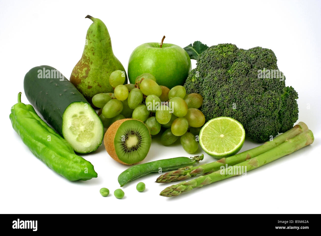 Green fruit and vegetables Stock Photo - Alamy