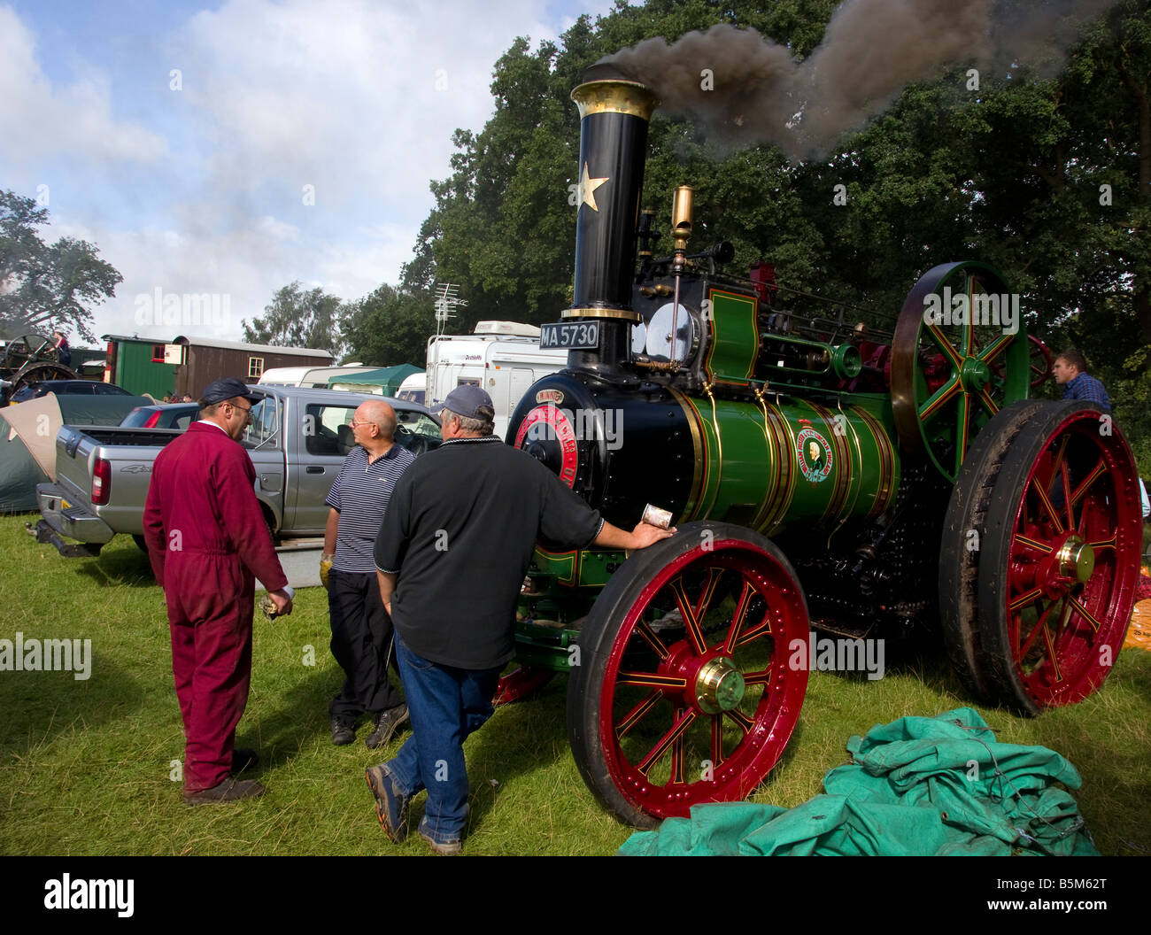 traction engine and drivers at the astle park rally Stock Photo - Alamy