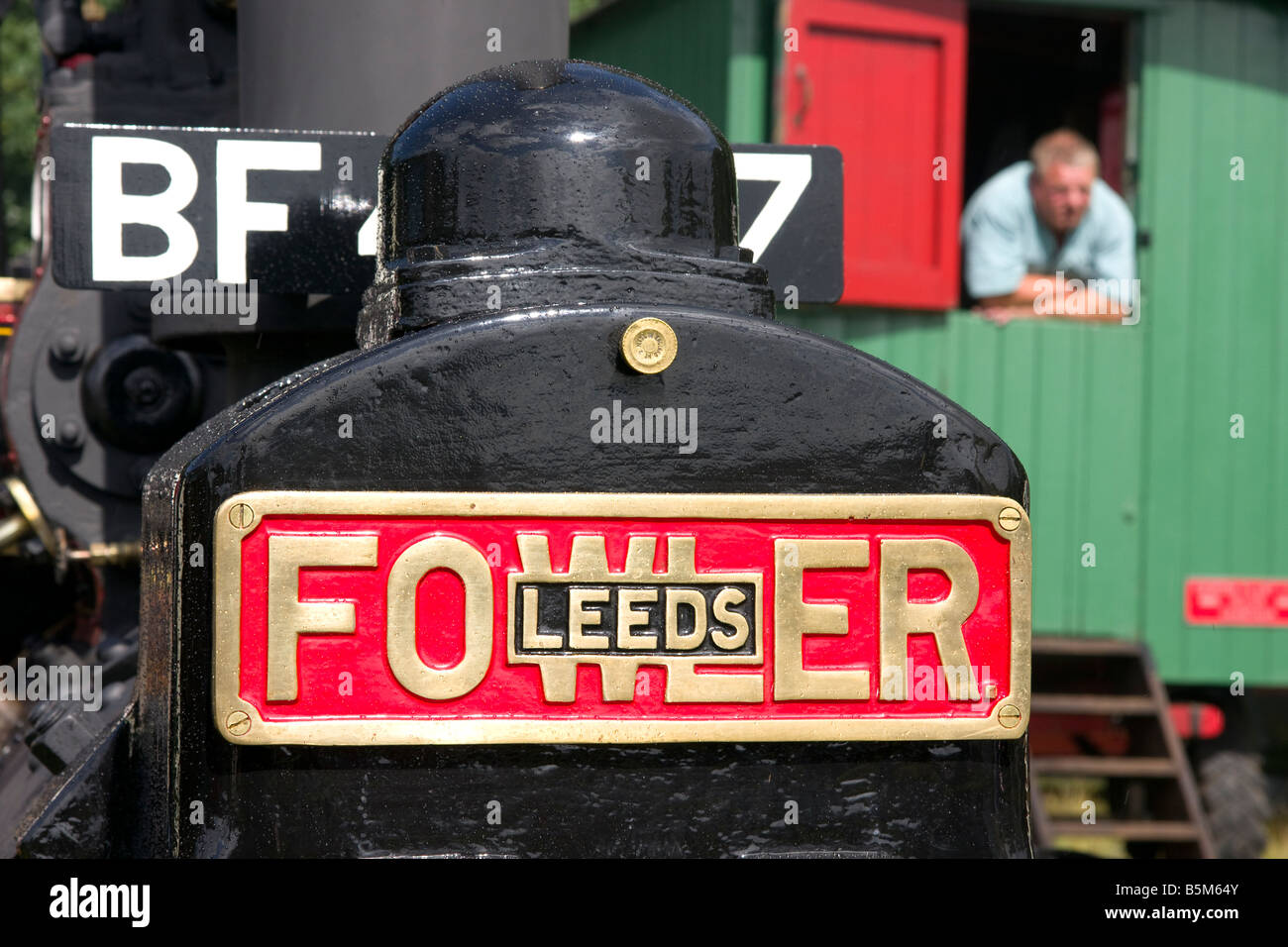 fowler leeds traction engine detail and engine driver watching from ...
