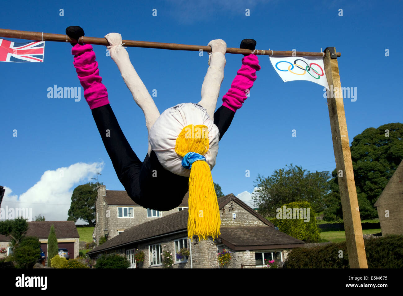 traditional english village scarecrow at wormhill on olympic jumping ...