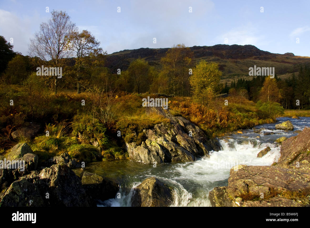 cascade on the river duddon at birks bridge with autumn colour Stock ...