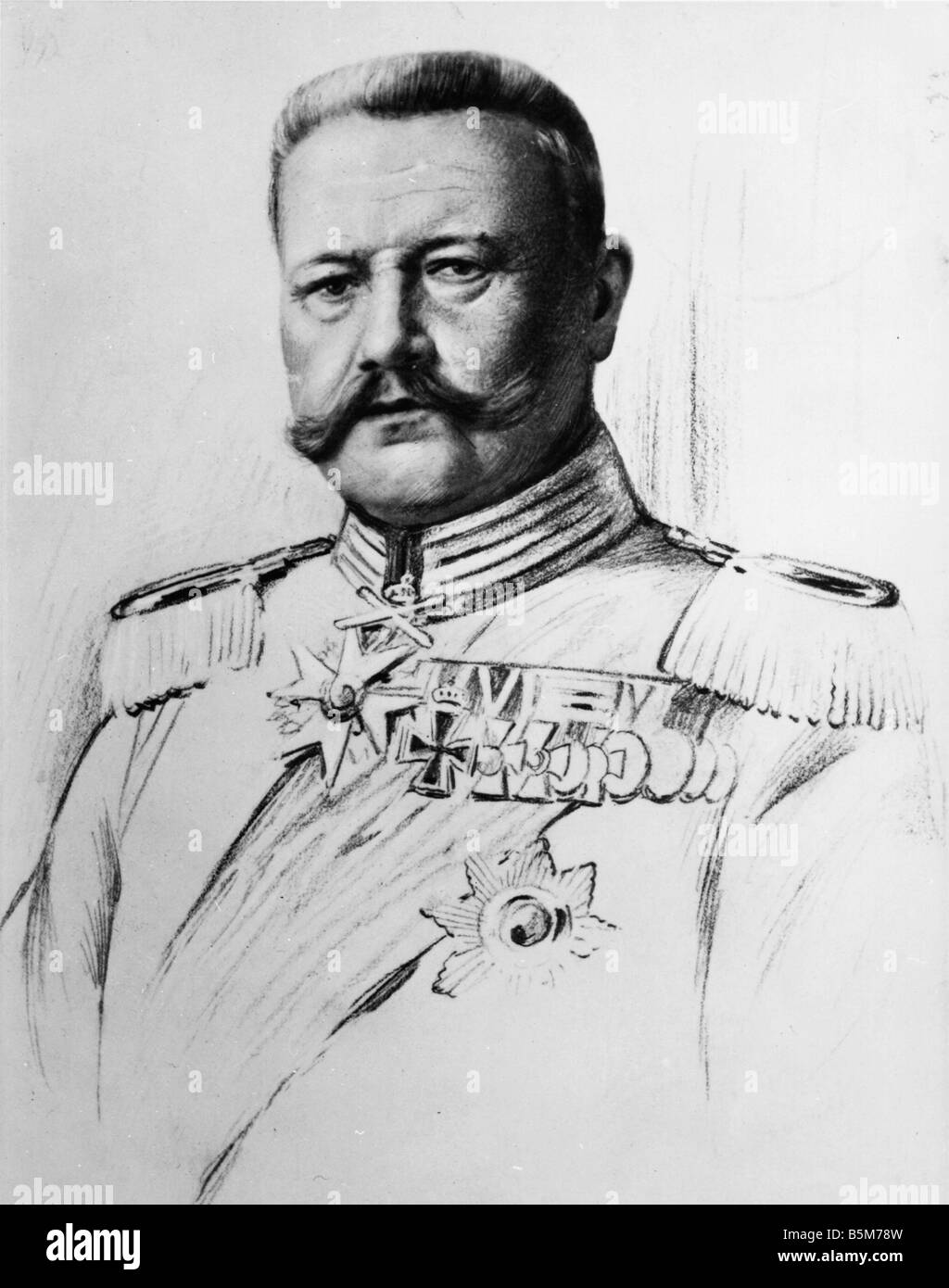 1 H73 C1917 Hindenburg Drawing after photo 1917 Hindenburg Paul von ...