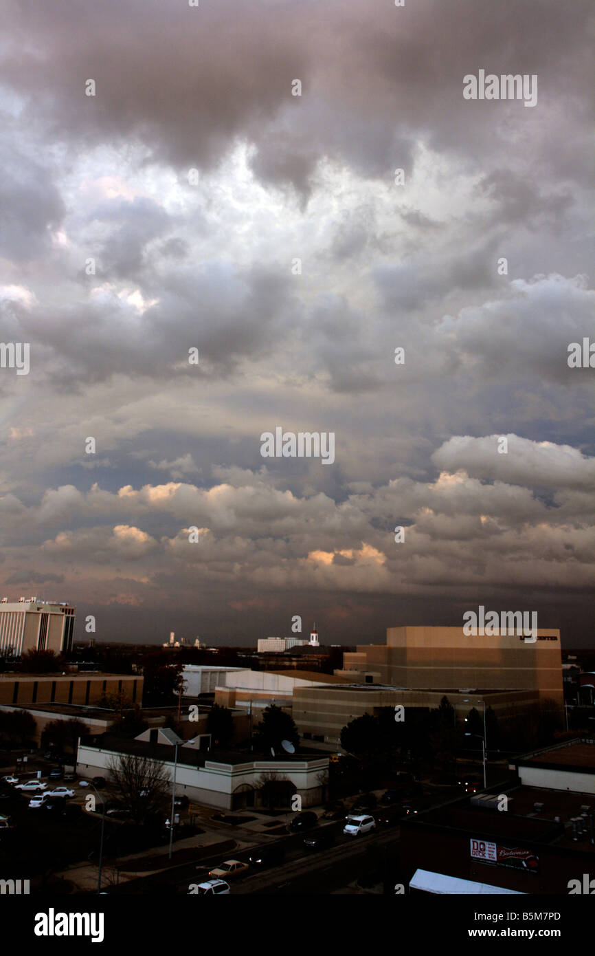 Vividly illuminated patchy clouds in long diminishing layers Stock ...