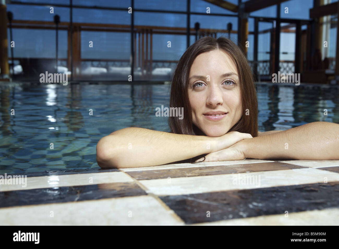 A woman in the pool Stock Photo - Alamy