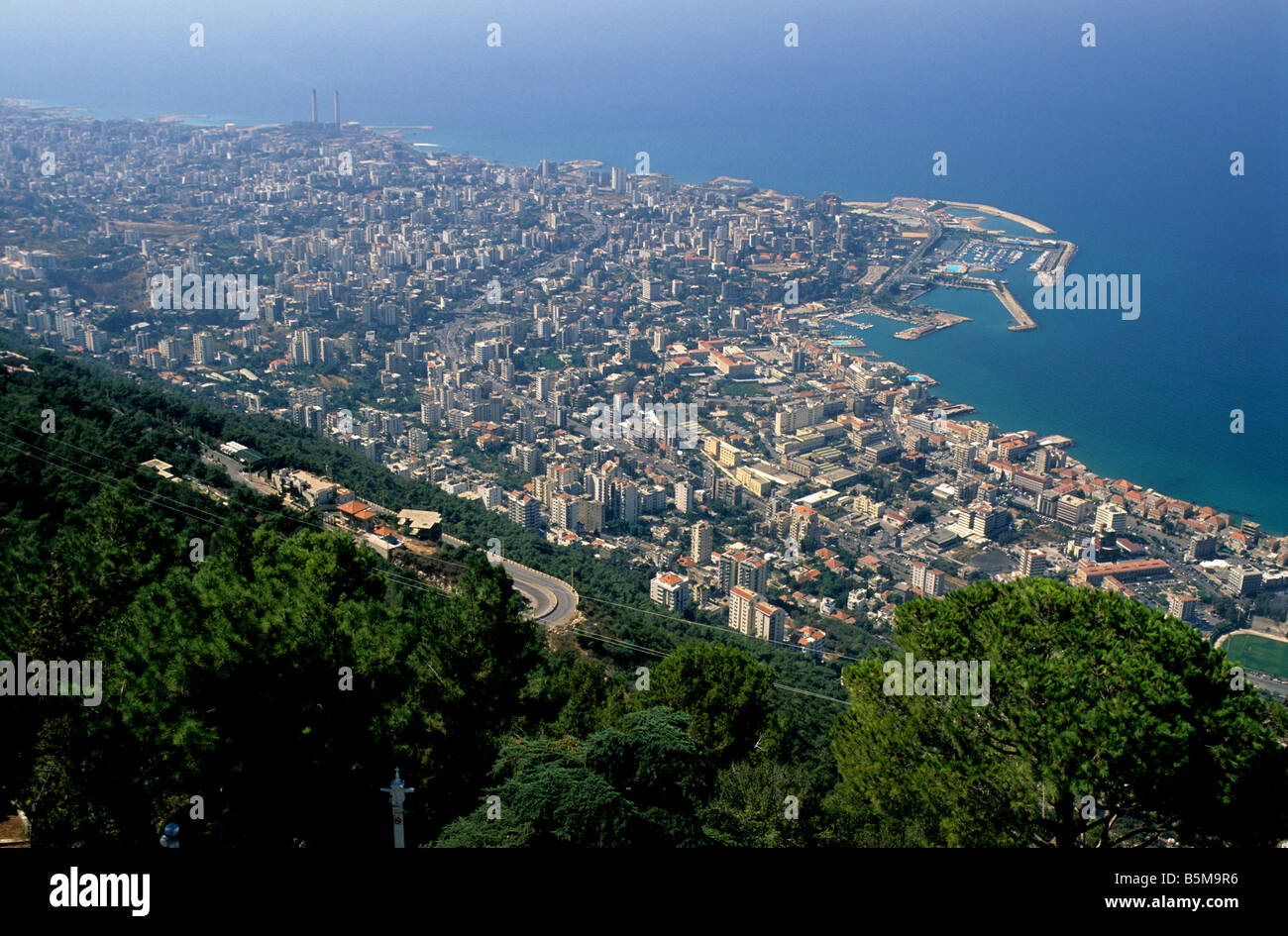 The northern coastal suburbs of Beirut viewed from the hills above the ...