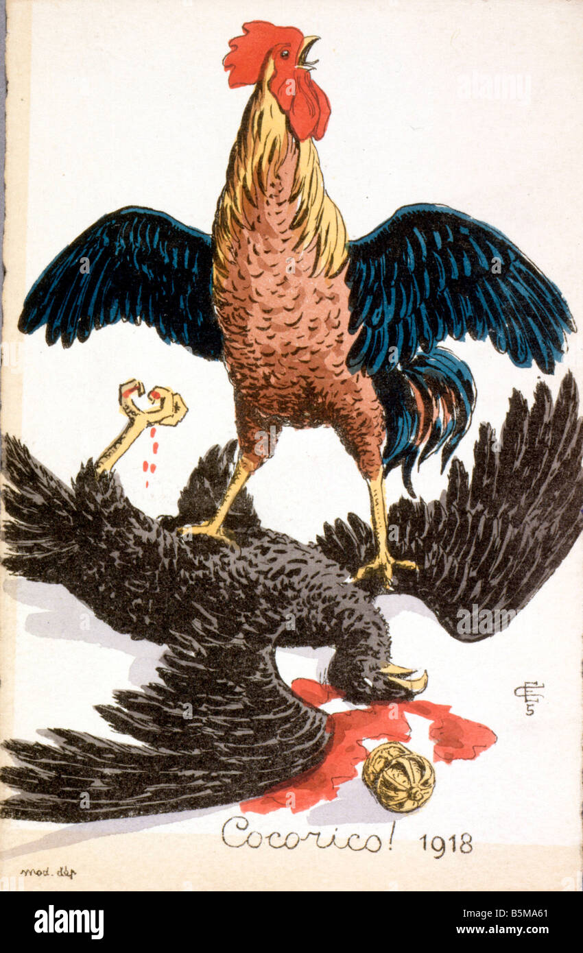 2 G55 P1 1918 14 E Cocorico 1918 French postcard WWI History World War ...