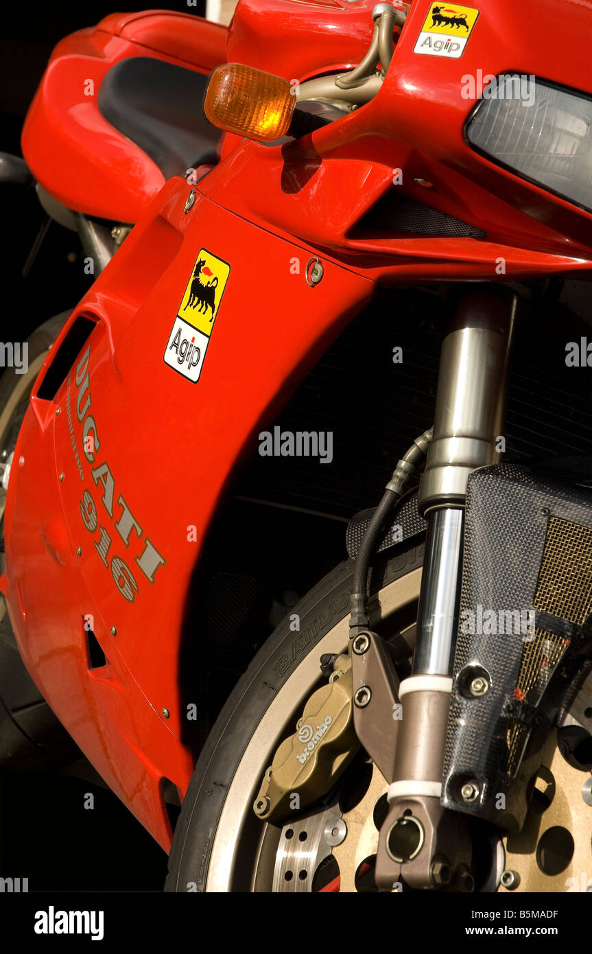 Close up of a red ducati 916 italian superbike Stock Photo - Alamy