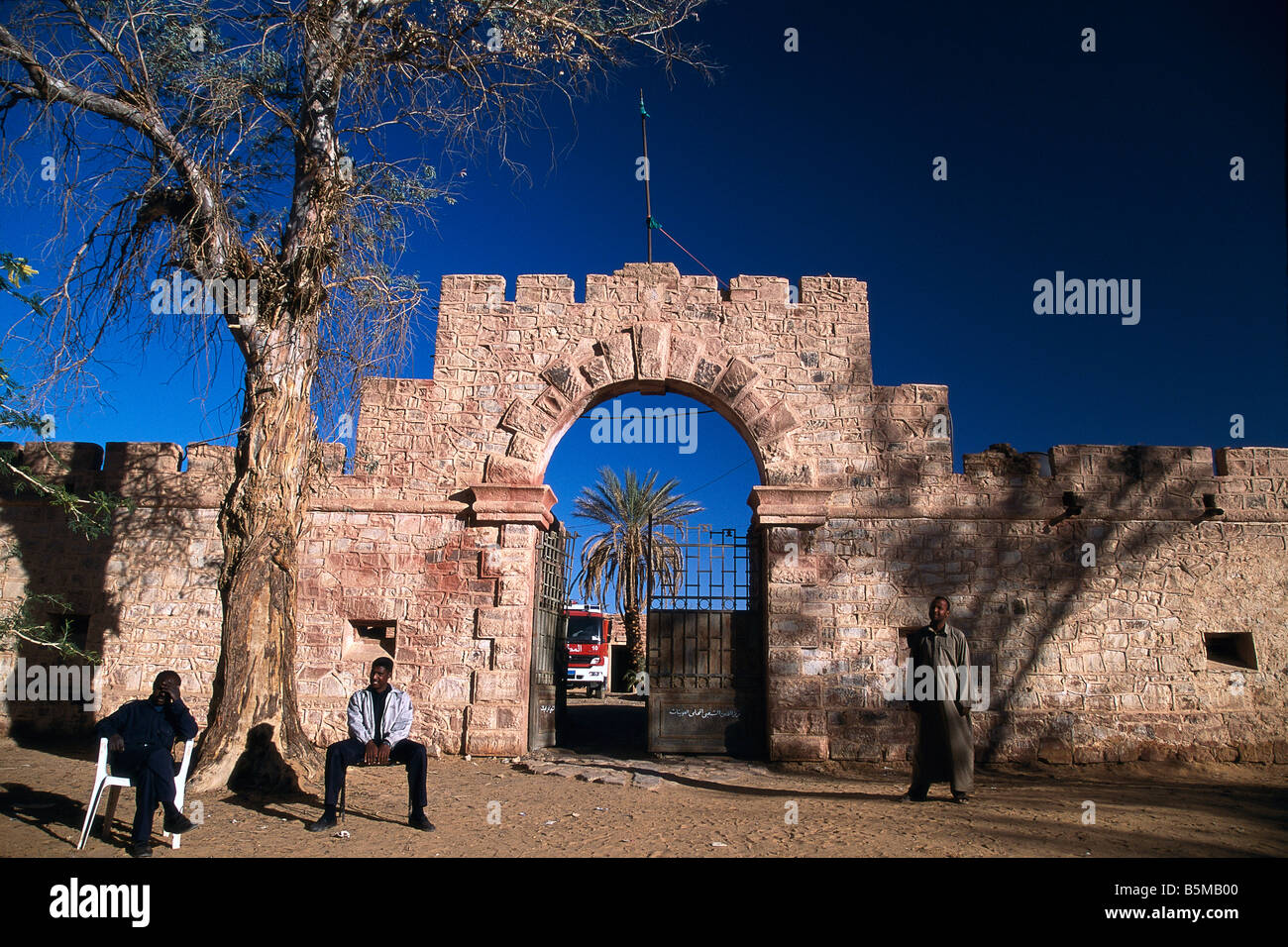Guards outside a Turkish fort built in 1932 at the oasis town of Al ...