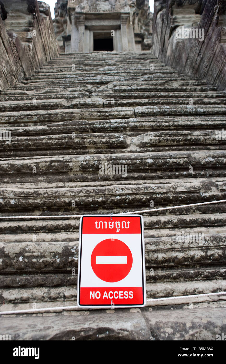 No entry sign inside the temples of Angkor Wat Siem Reap Cambodia Stock ...