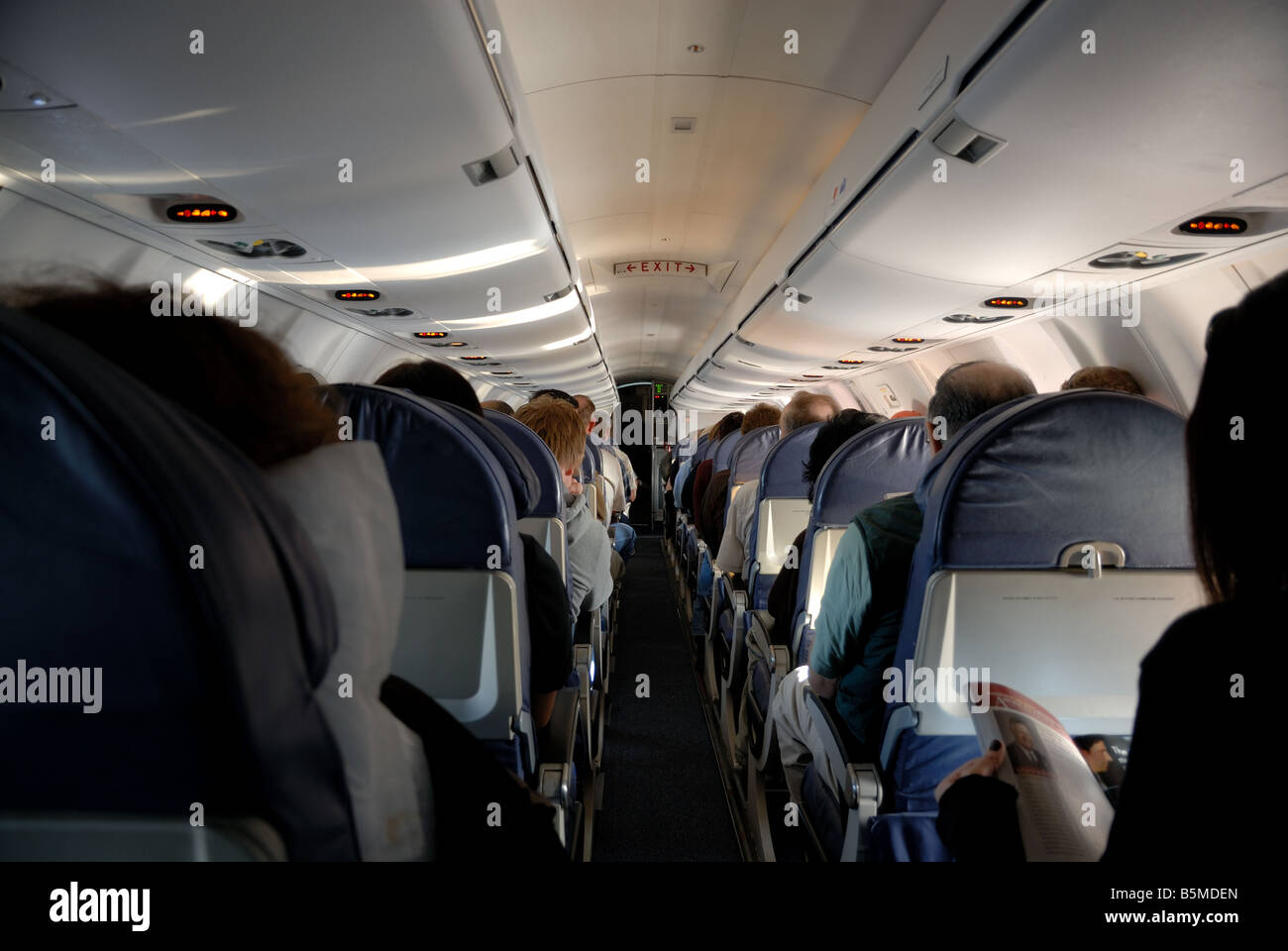Inside of an airplane Stock Photo - Alamy