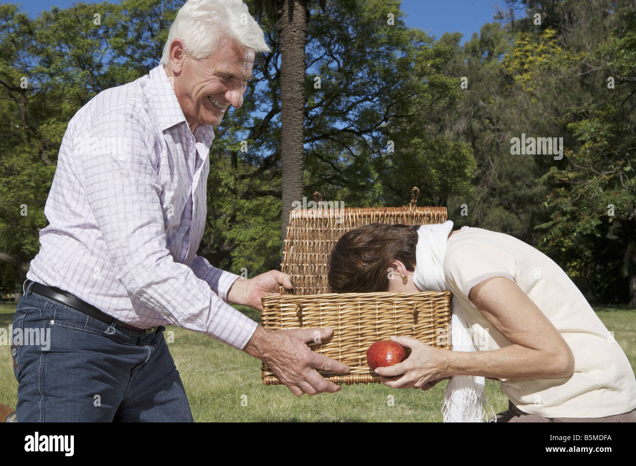 Woman vomiting into a picnic basket Stock Photo - Alamy
