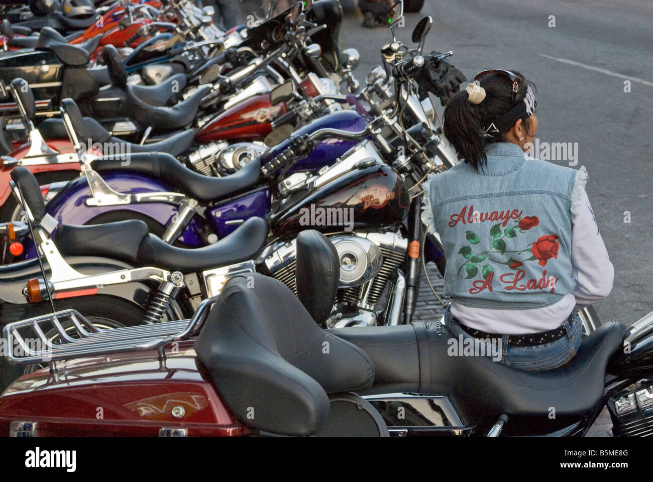 Woman participant at Republic of Texas Biker Rally at W 6th Street in ...