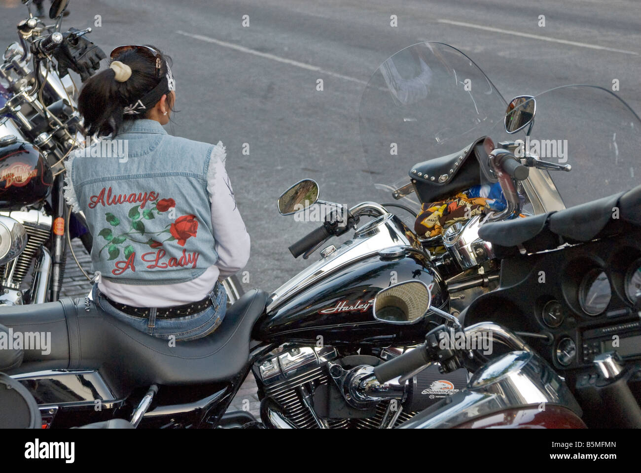 Woman participant at Republic of Texas Biker Rally at W 6th Street in ...