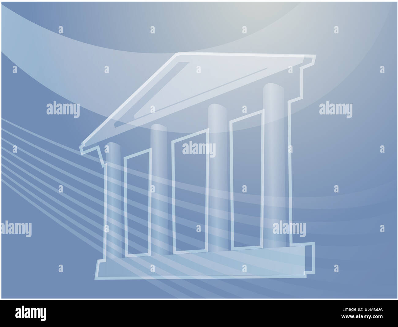 Illustration ofa grand building with pillars showing government finance ...