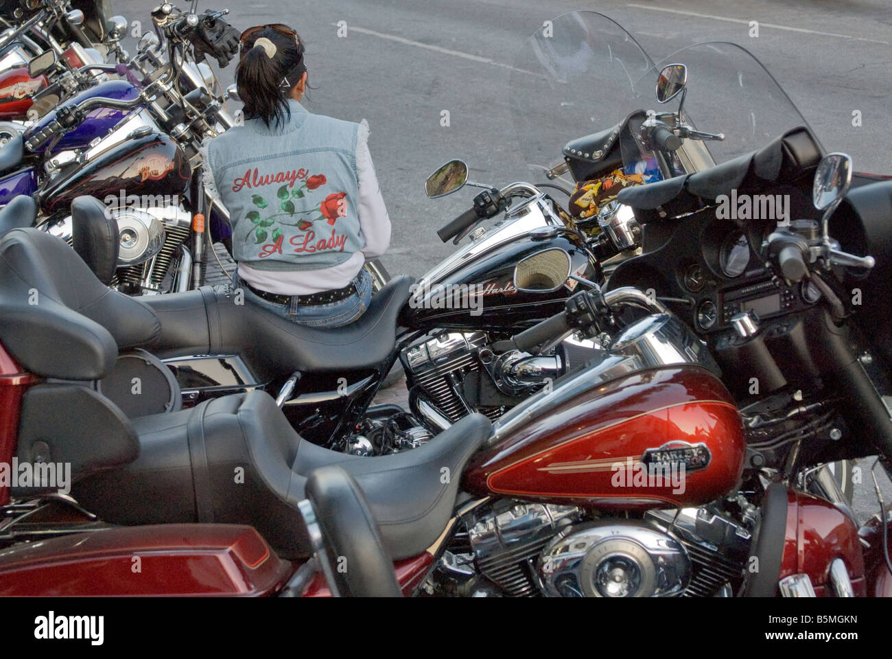 Woman participant at Republic of Texas Biker Rally at W 6th Street in ...