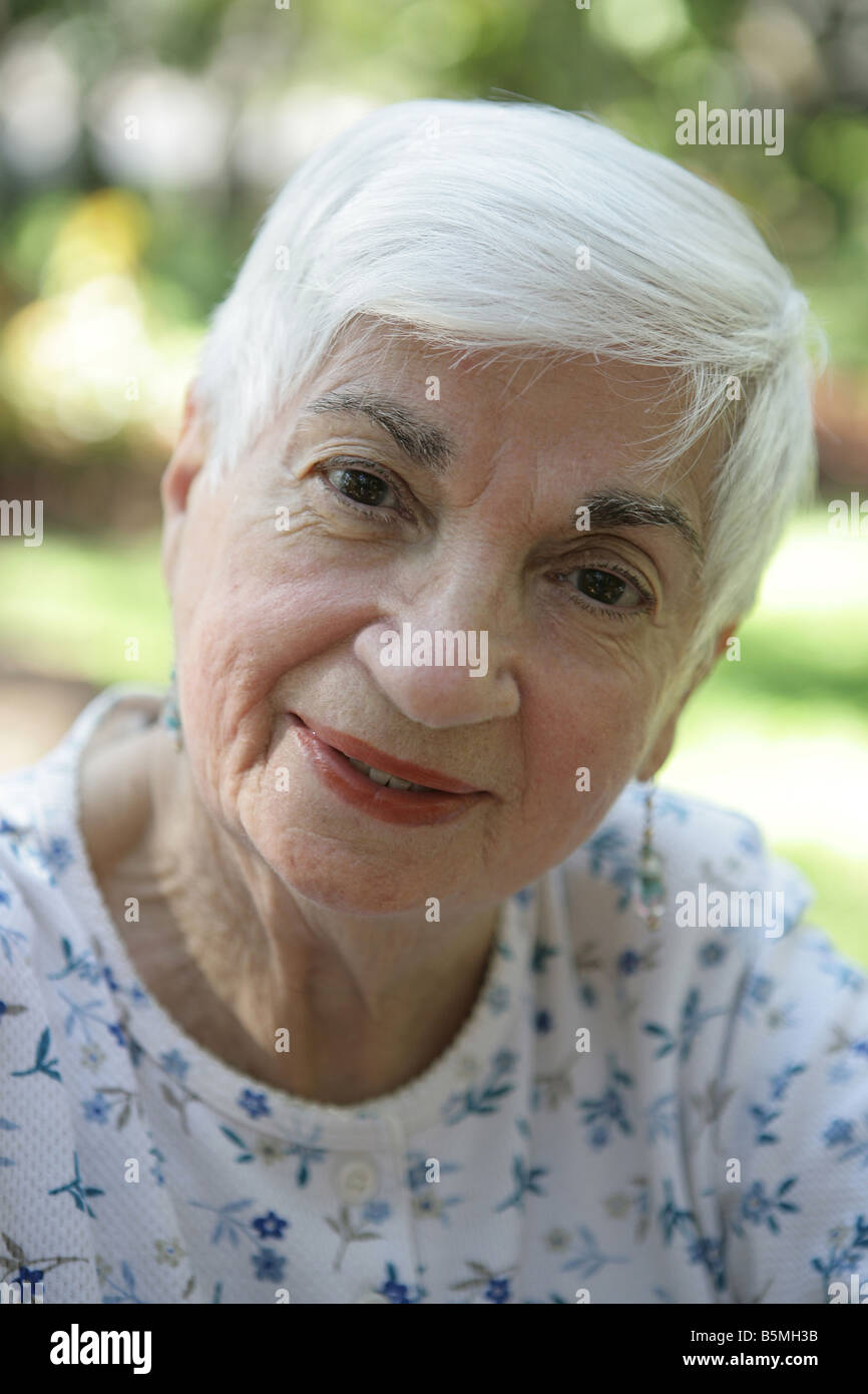 A closeup portrait of a loving wise grandmother Shallow depth of field ...