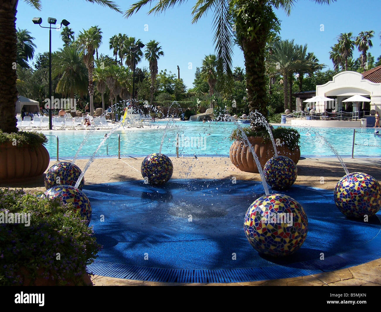 The lagoon-style swimming pool, complete with a sandy beach, at the ...