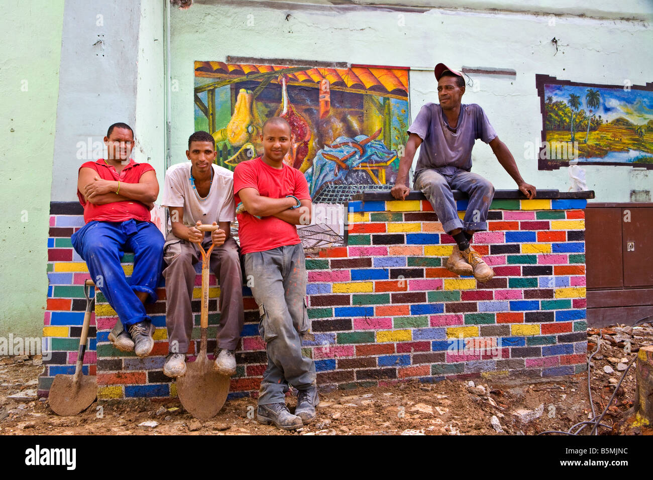 Construction Workers Old Havana Cuba RELEASED Stock Photo - Alamy
