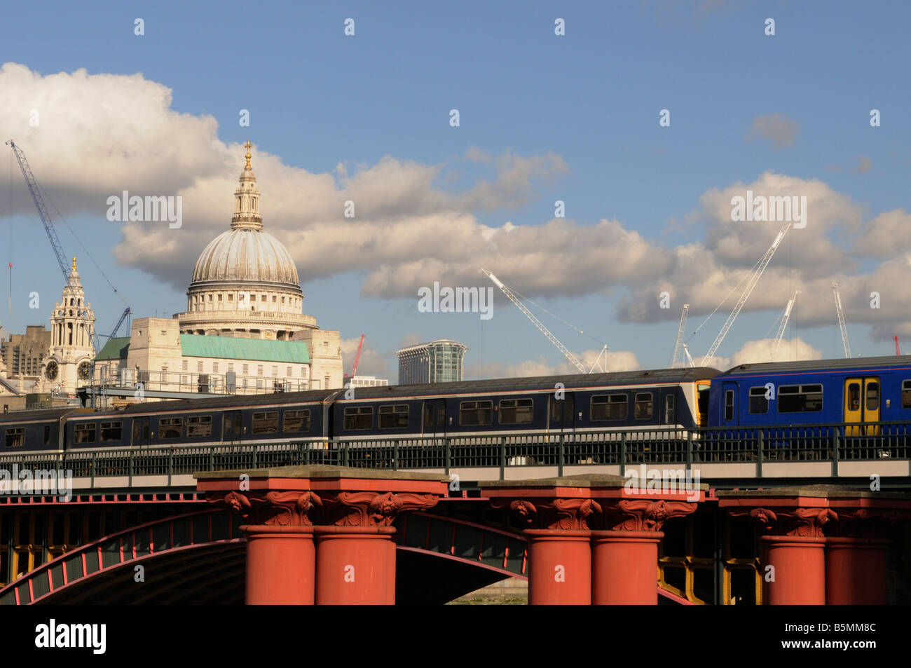 Train crossing Blackfriars Bridge London UK Stock Photo - Alamy