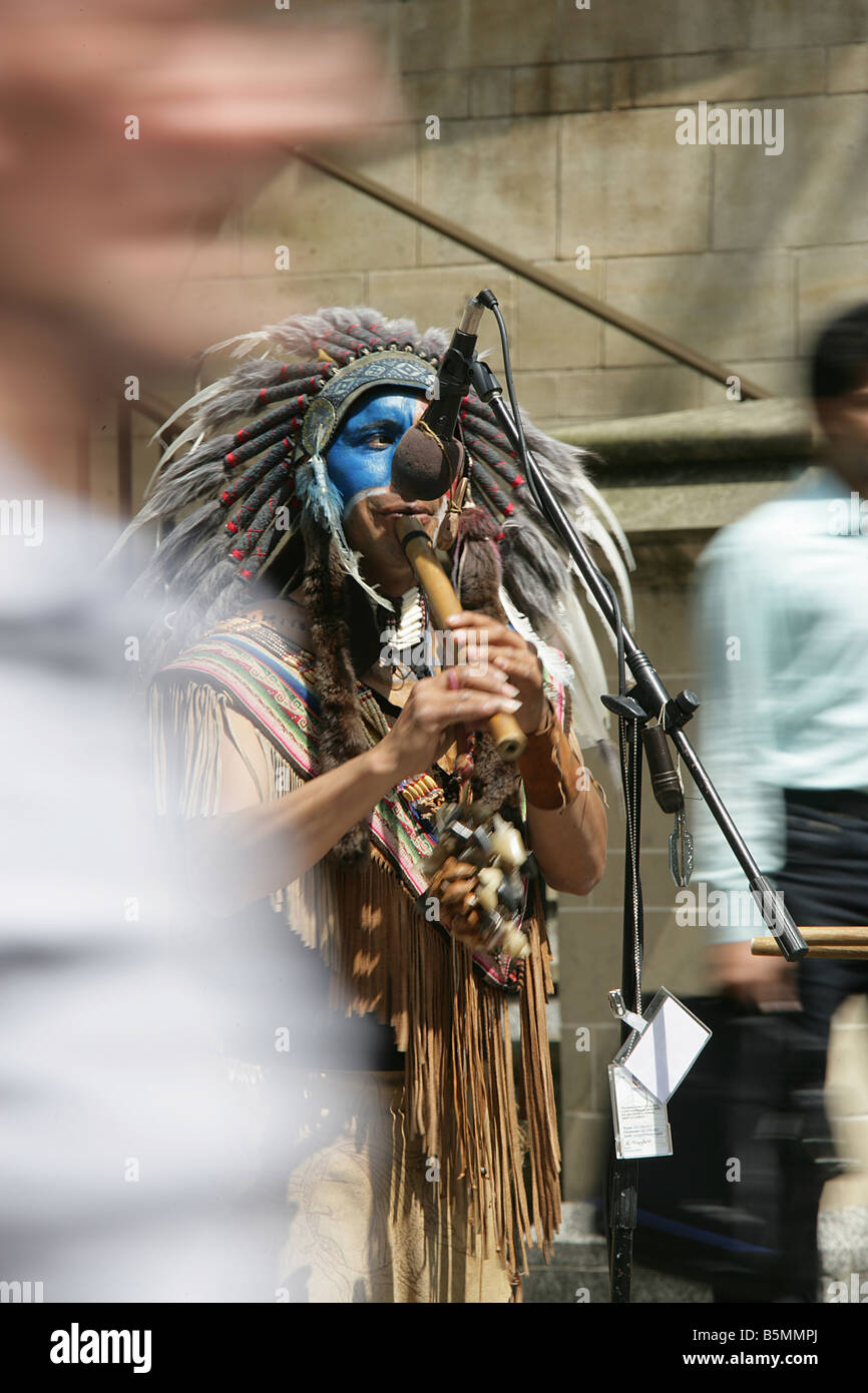 City of Nottingham, England. Red Indian street entertainer in ...