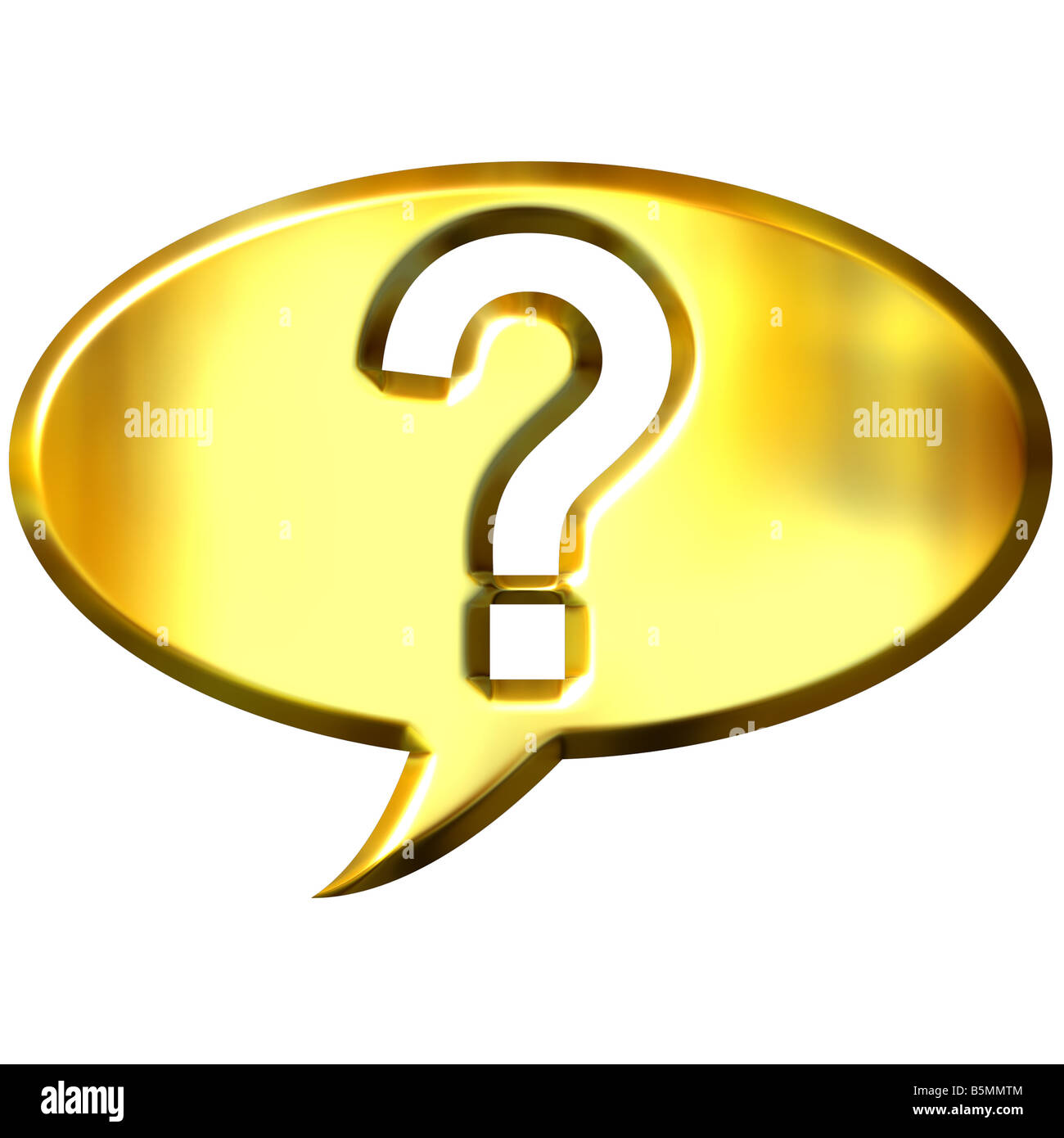 3d golden speech bubble with question mark Stock Photo - Alamy