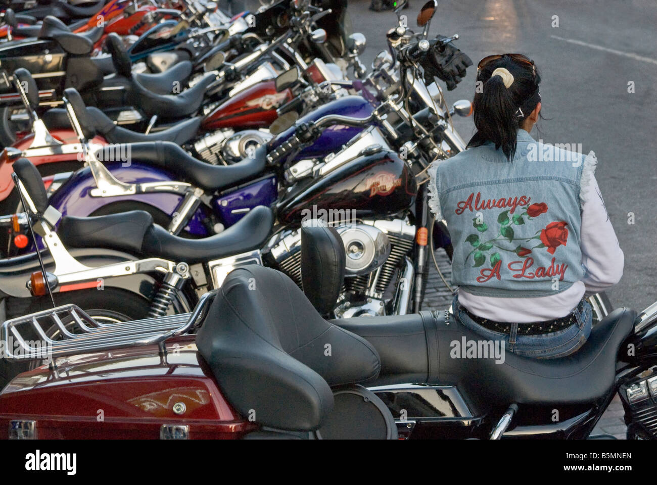 Woman participant at Republic of Texas Biker Rally at W 6th Street in ...