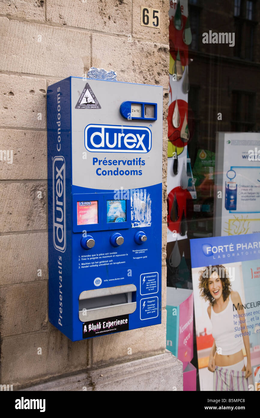 Durex condom machine outside a Belgian pharmacy in Leuven, Belgium. (43 ...