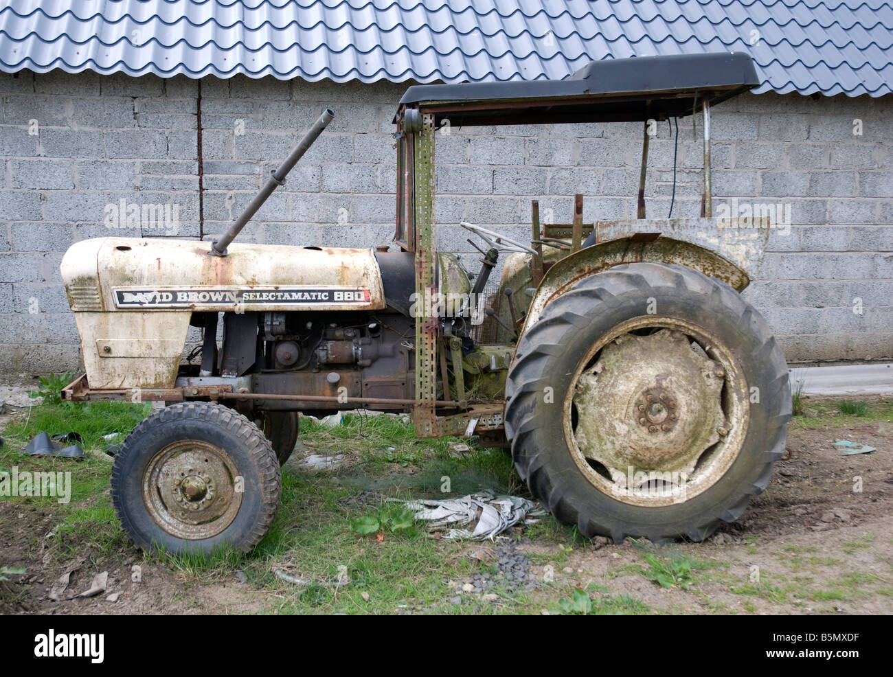 Old Vintage David Brown Tractor with Homemade Canopy Stock Photo - Alamy