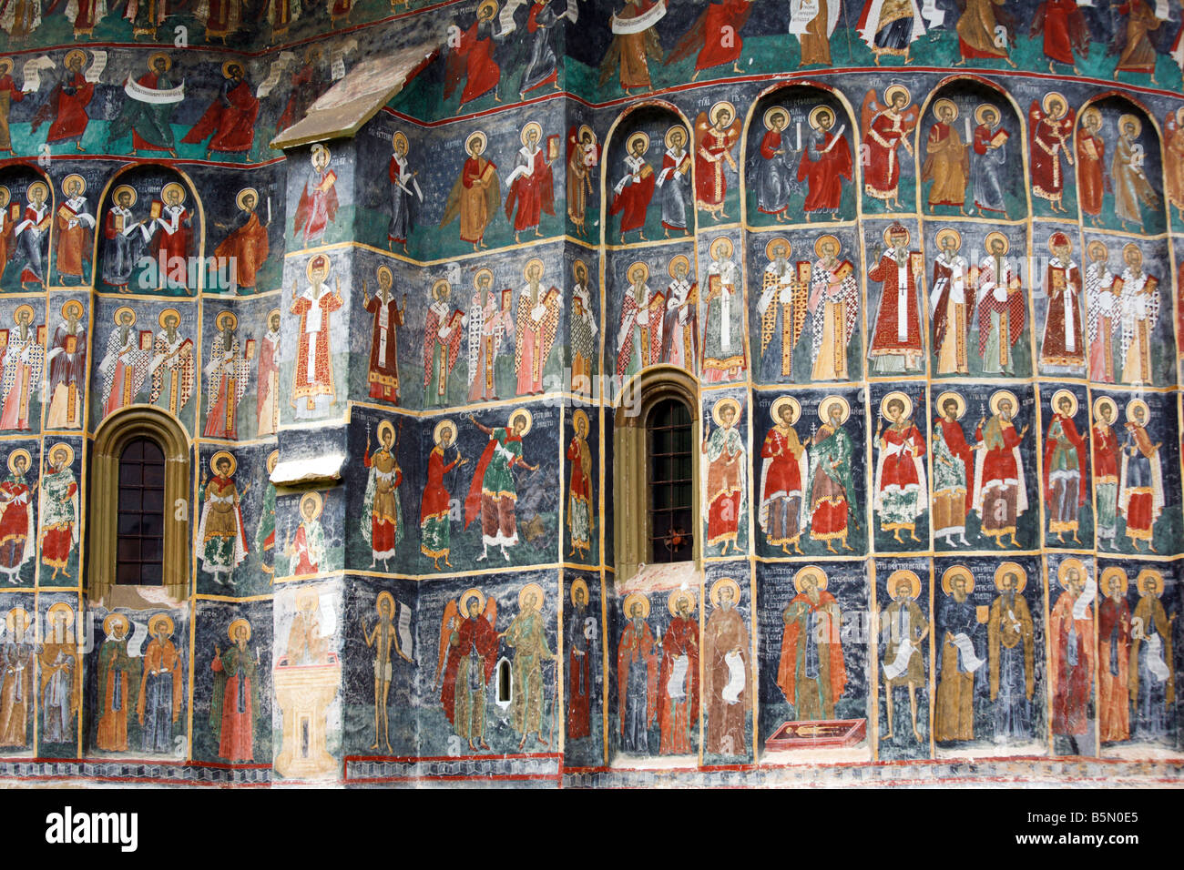 outstanding religious paintings on sucevita monastery walls, romania ...