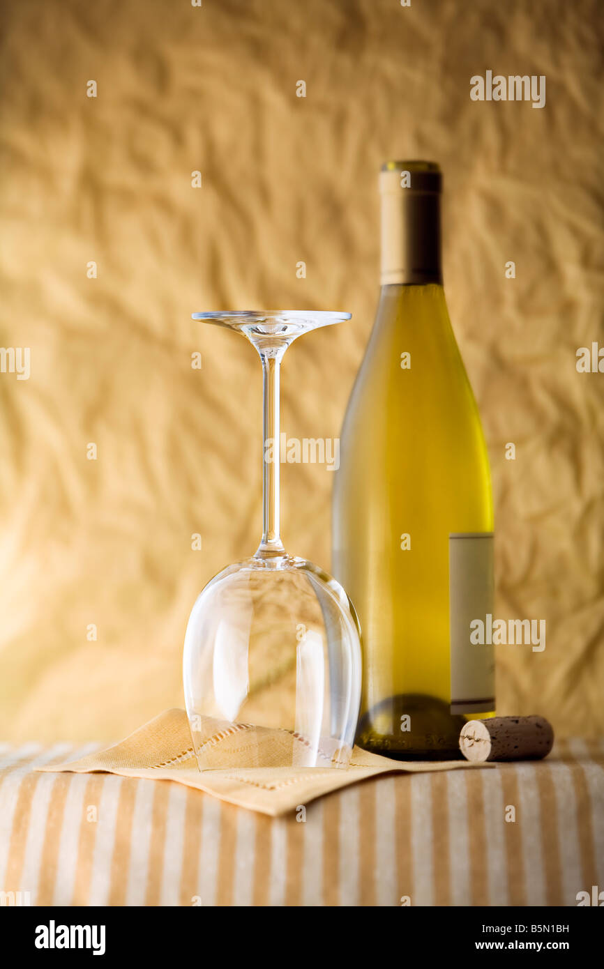 white wine bottle and glass Stock Photo - Alamy