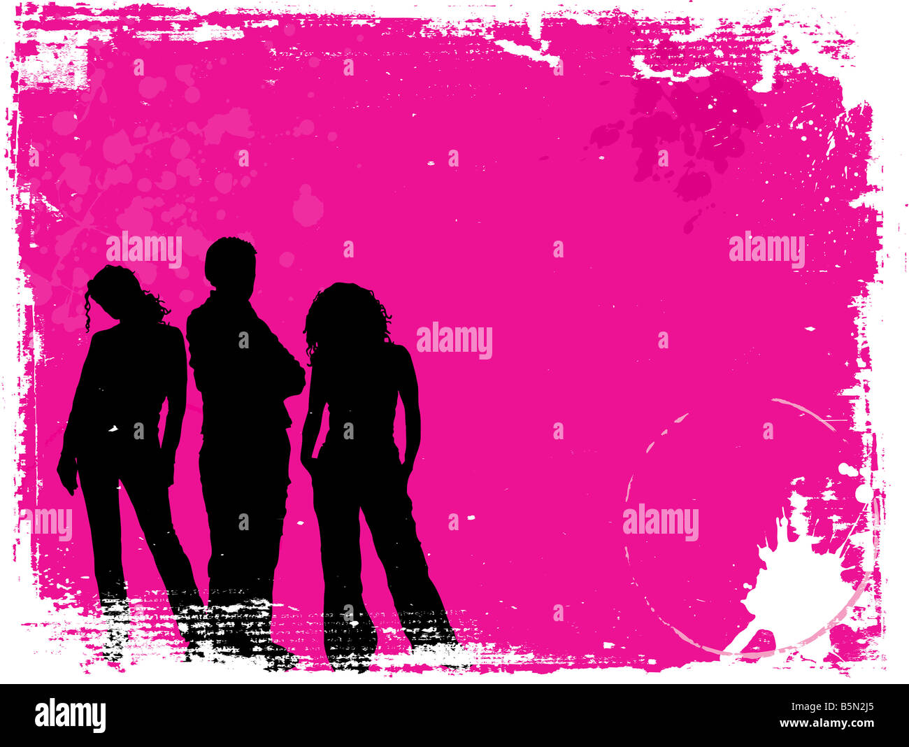 Silhouettes of young people on grunge background Stock Photo - Alamy