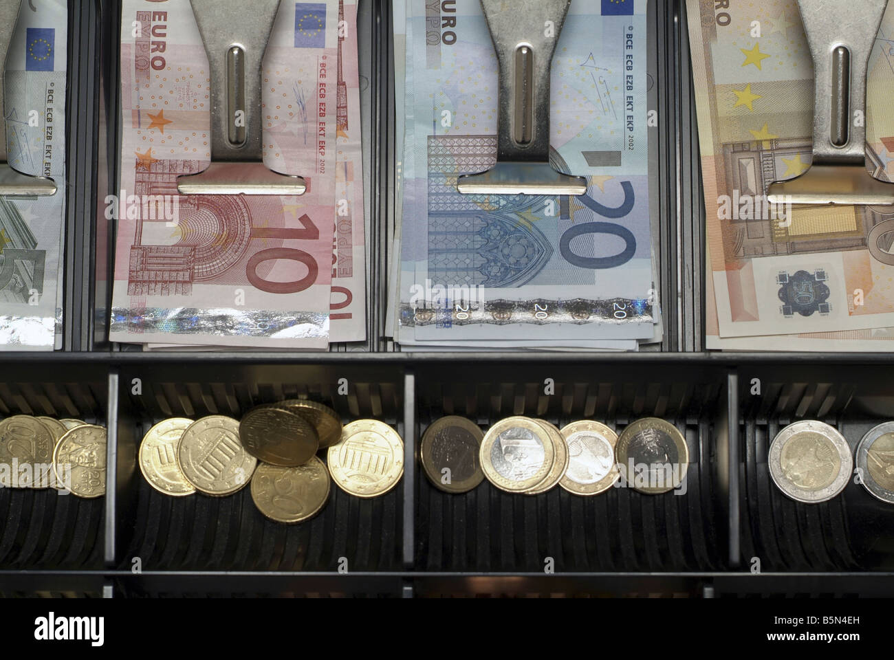 Cash register with money (Euro Stock Photo - Alamy