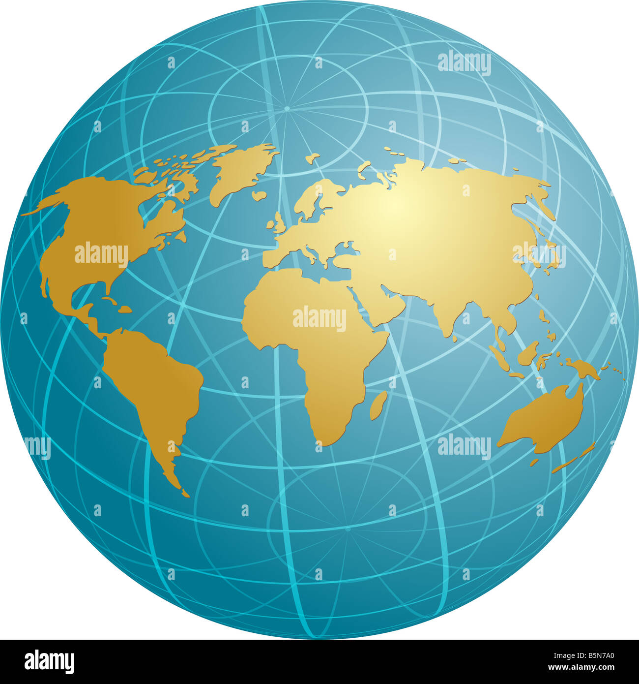 Map of the world illustration on spherical globe with grid Stock Photo ...