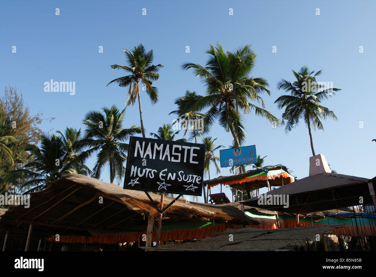 Sign Namaste on the roof of a restaurant Patnem Goa India Stock Photo ...