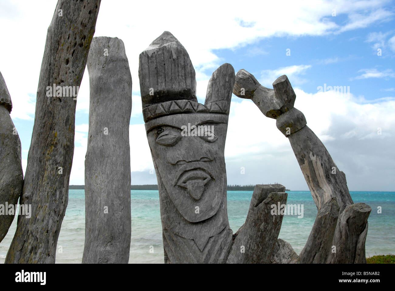Totems Vao village Pines island New Caledonia Stock Photo - Alamy