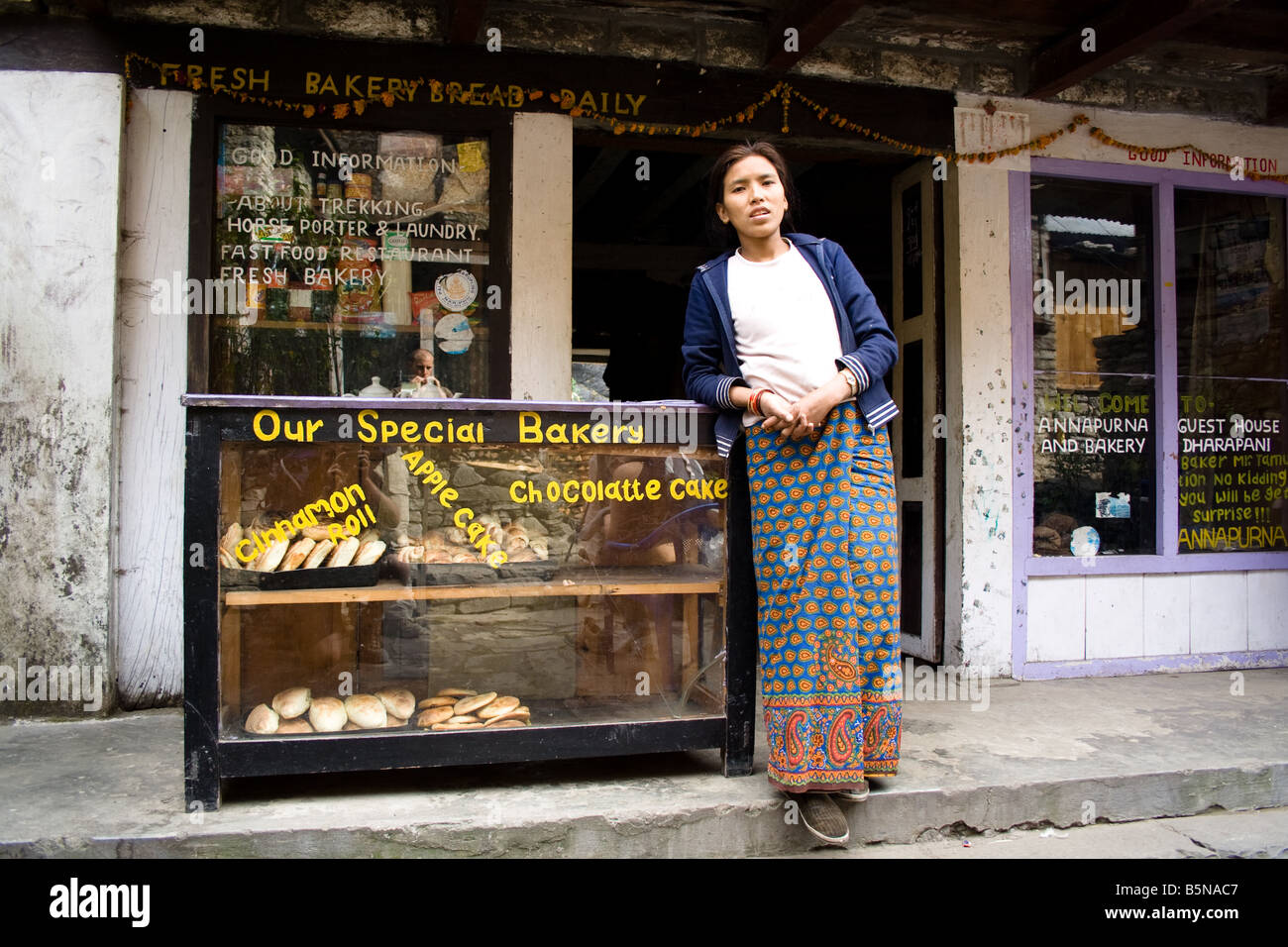 Nepali Village Bakery and Owner in Dharrapani, Annapurna Circuit ...