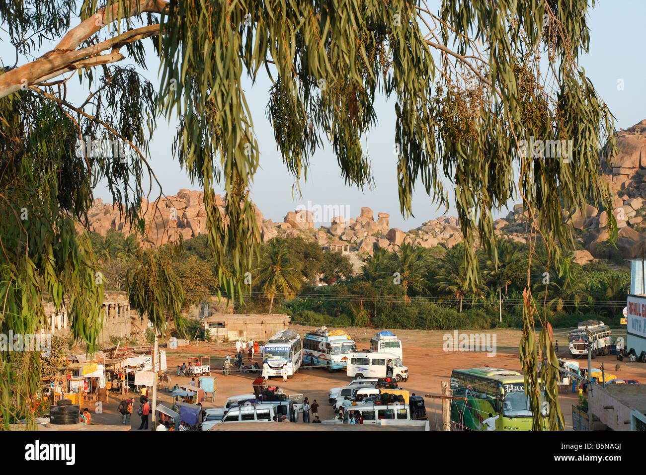 Busstaion in Hampi Karnataka India Stock Photo - Alamy