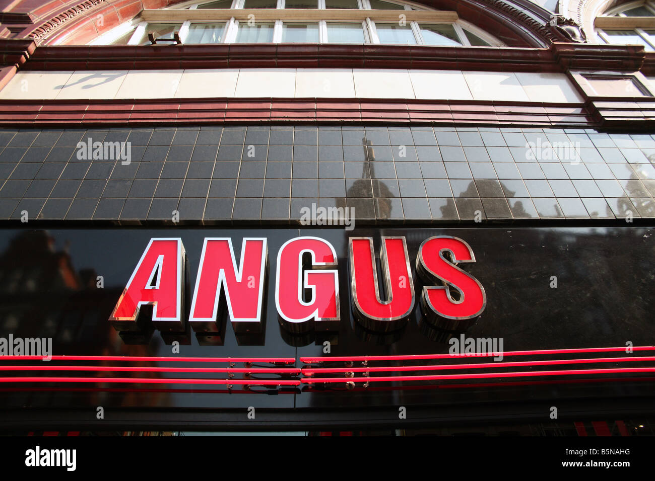 Angus steak house restaurant in London's West End, detail Stock Photo ...