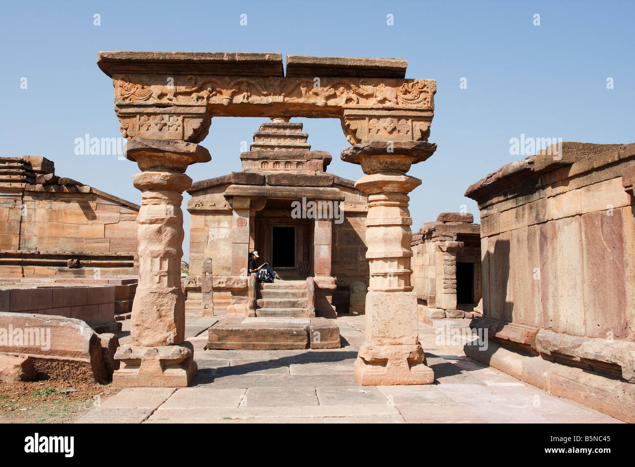 Decorated ancient Hindu temple dedicated to Shiva at the ancient site ...