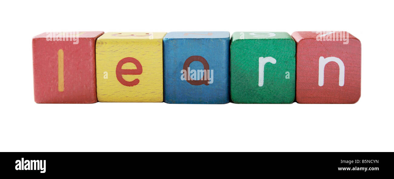 the word 'learn' in colorful children's block letters Stock Photo - Alamy